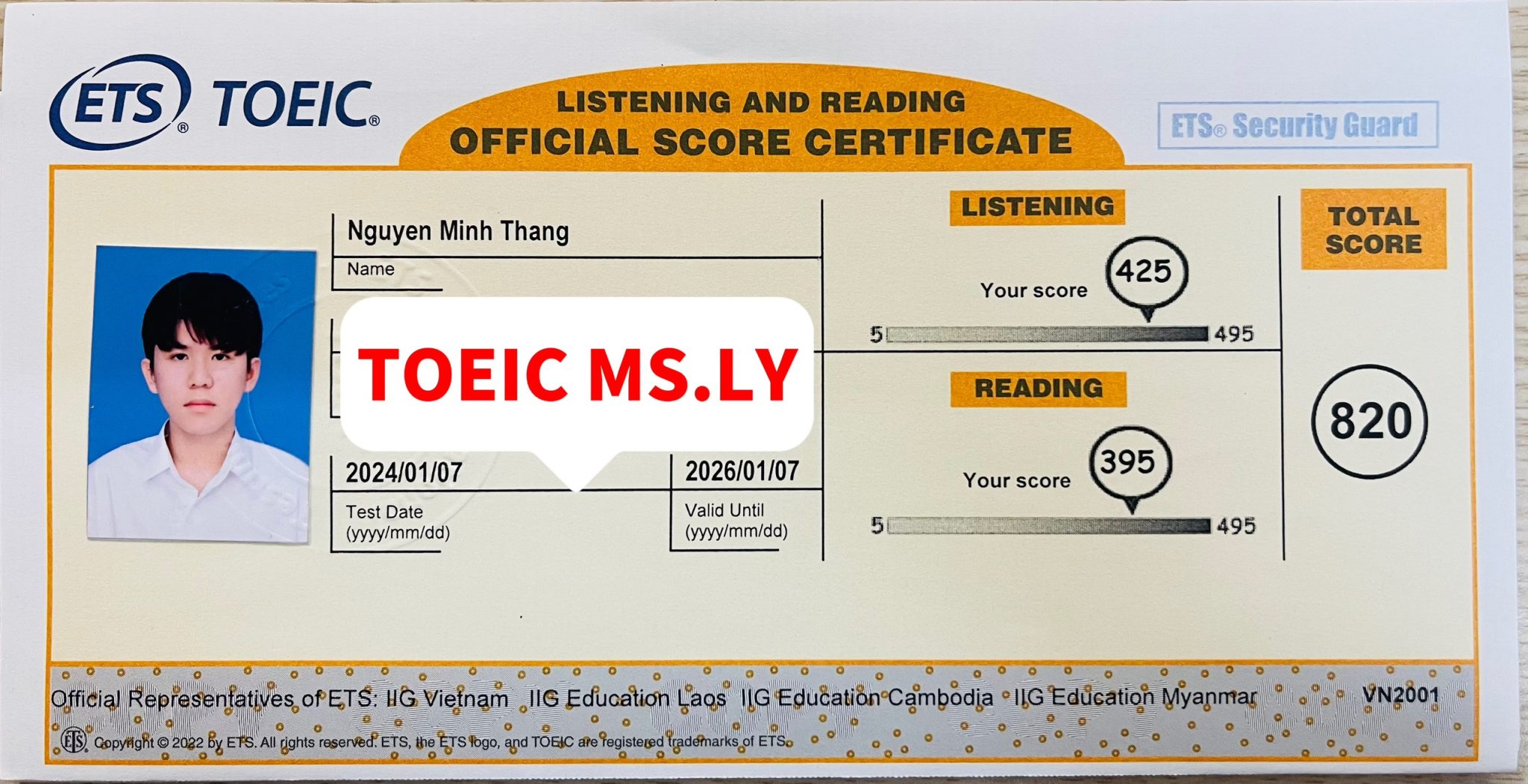 ĐÃ CÓ PHIẾU ĐIỂM TOEIC NGÀY 07/01/2024 - Lớp Toeic Ms Ly