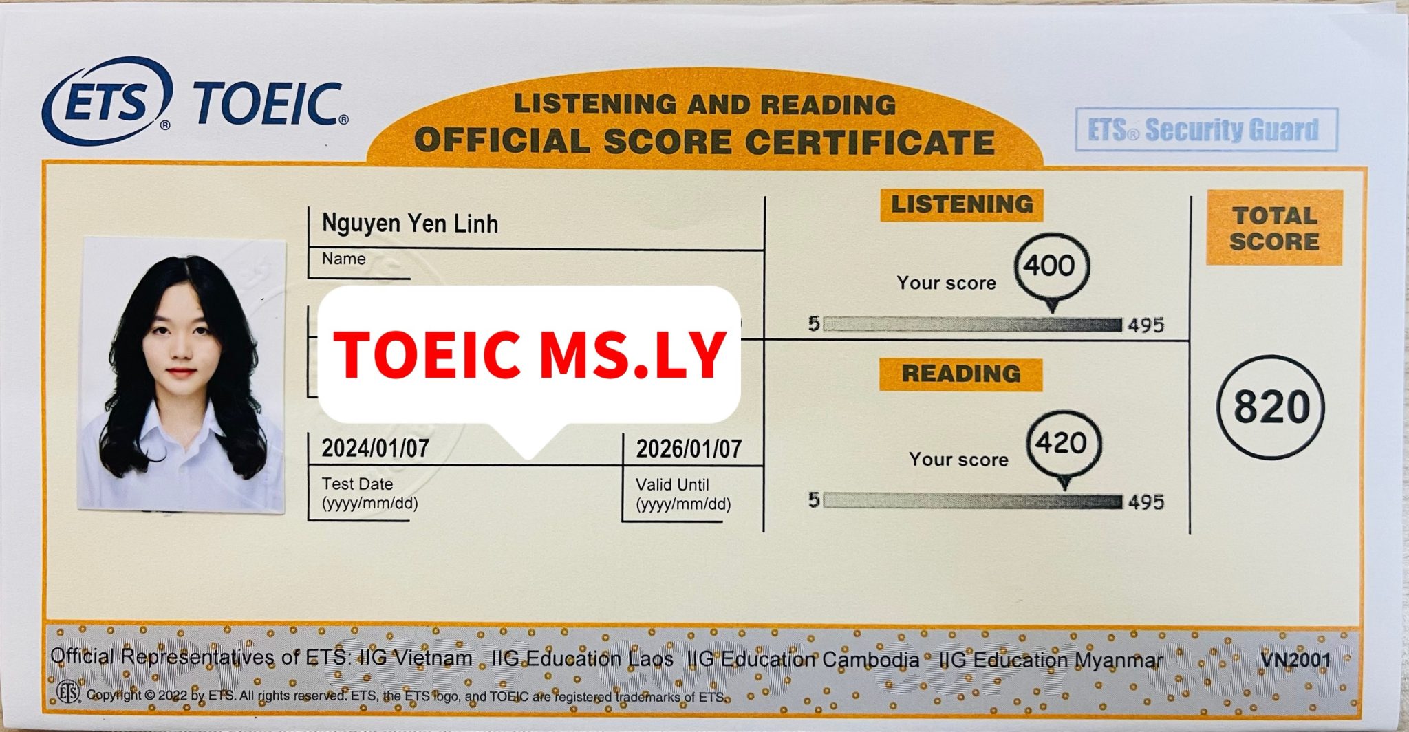 ĐÃ CÓ PHIẾU ĐIỂM TOEIC NGÀY 07/01/2024 - Lớp Toeic Ms Ly